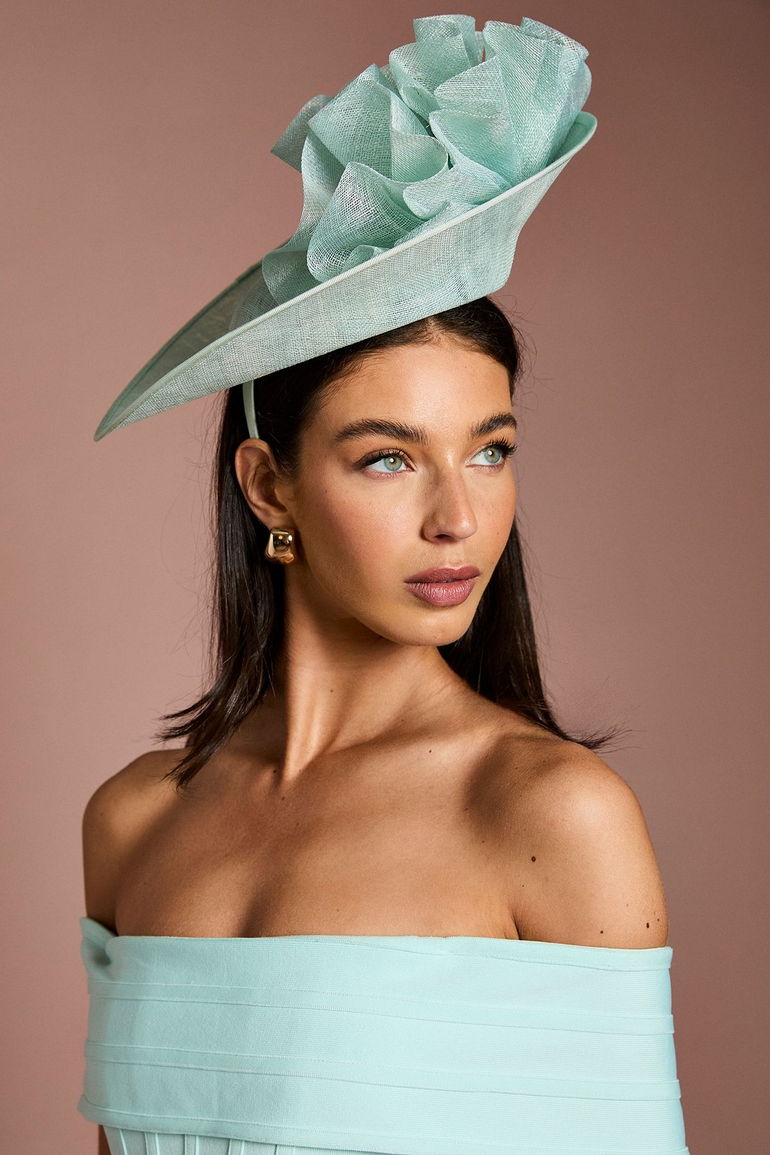 Lisa Tan Side Facing Ruffle Fascinator Coast Fashion Green : Hats ...
