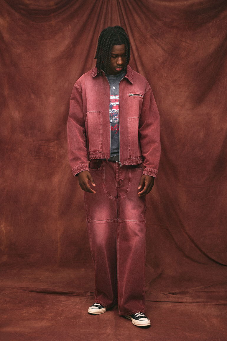 Overdye Western Applique Baggy Jeans - red BoohooMAN Red : Denim ...