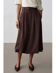 Dilvin High-waist Belted Midi Balloon Skirt Dilvin Brown : Skirts ...