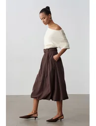 Dilvin High-waist Belted Midi Balloon Skirt Dilvin Brown : Skirts ...