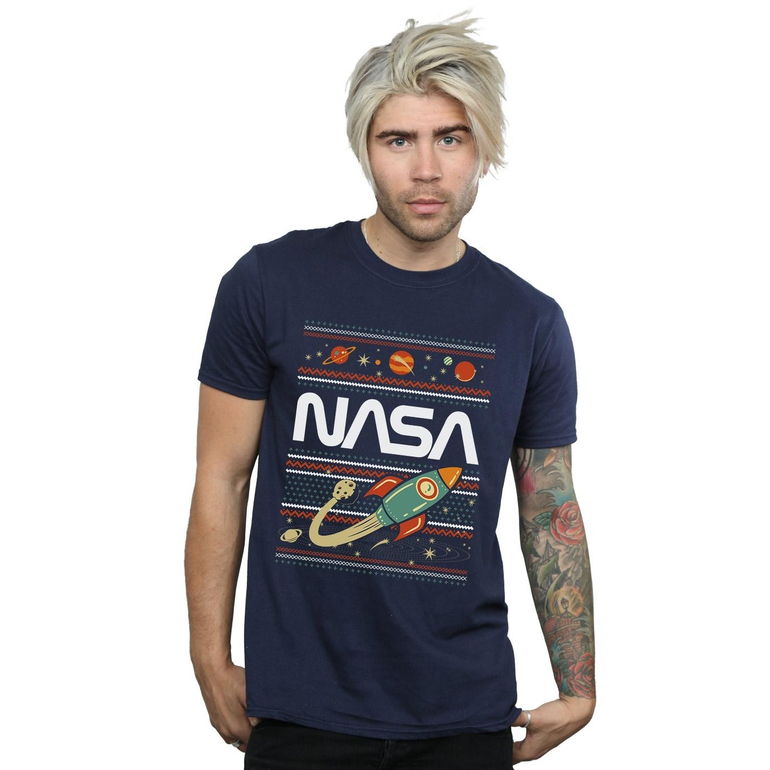 NASA Mens Fair Isle T-Shirt - Navy Blue Nasa Navy : T-shirts & Polo ...