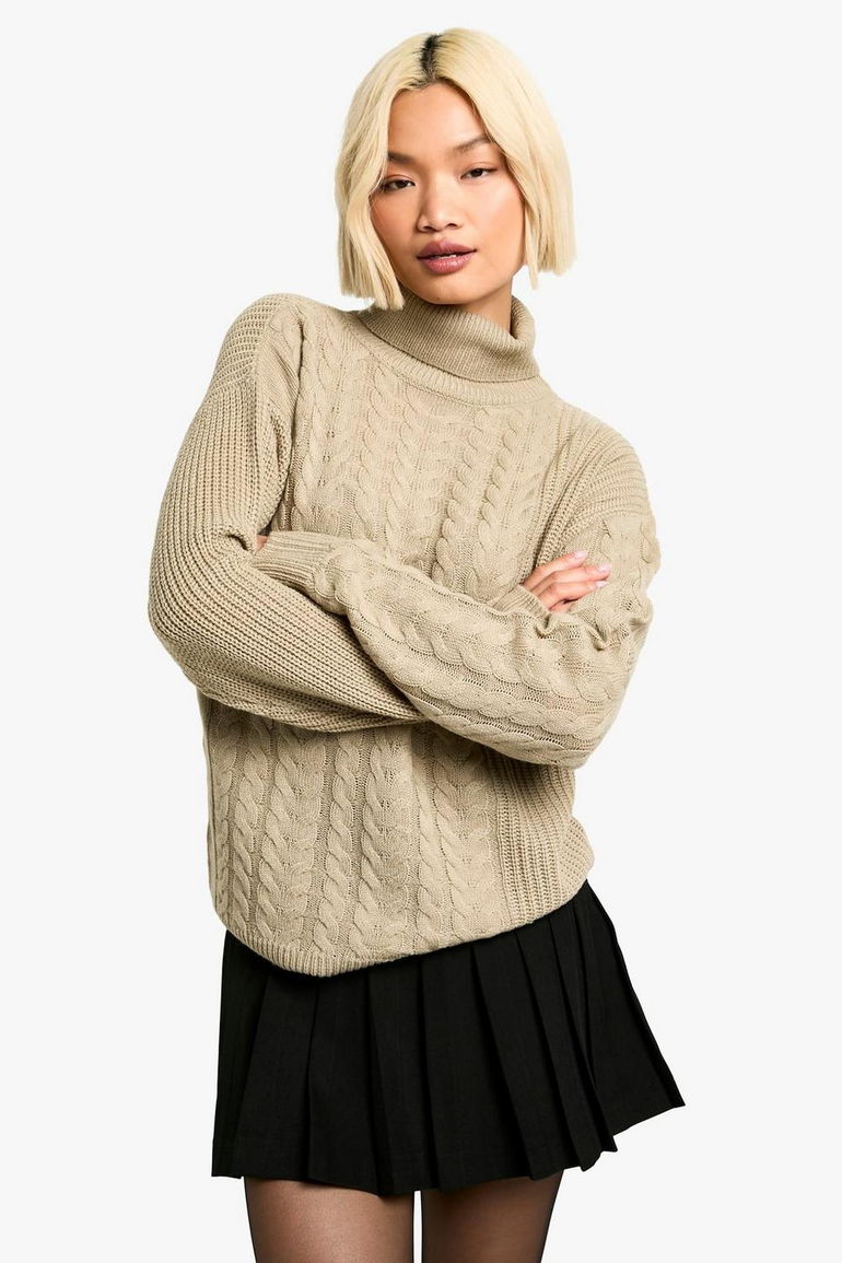 Cable Knitted Jumper - beige Boohoo Beige : Sweaters : VogaCloset Jordan