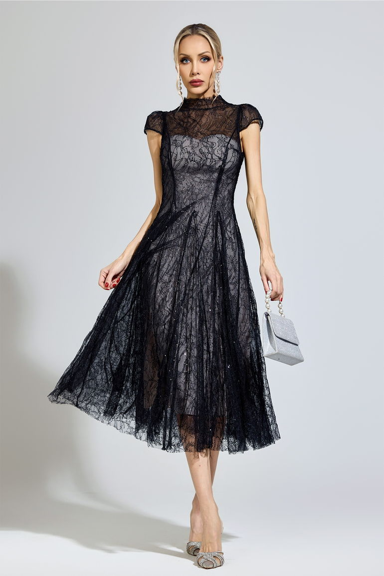 Rawls Black Lace Sequin Dress Catchall Black : Evening Dresses ...