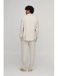 Regular Fit Long Sleeve Linen Shirt - natural BoohooMAN Beige : Shirts ...